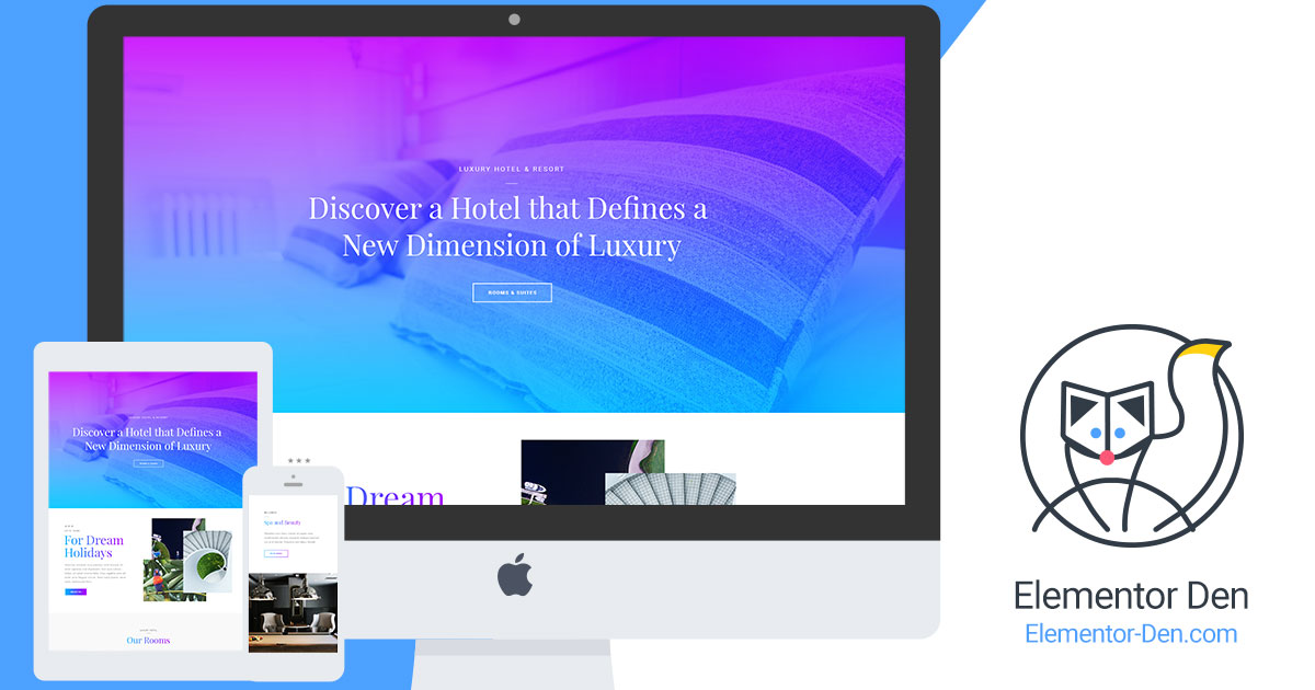 Free Elementor Template for a Hotel Homepage - Elementor Den